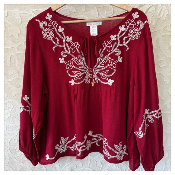 HWA | Tops | Hwa Red Embroidered Womens Top | Poshmark